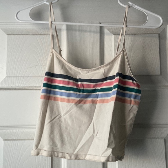American Eagle Outfitters | Tops | American Eagle Cream Striped Crop ...